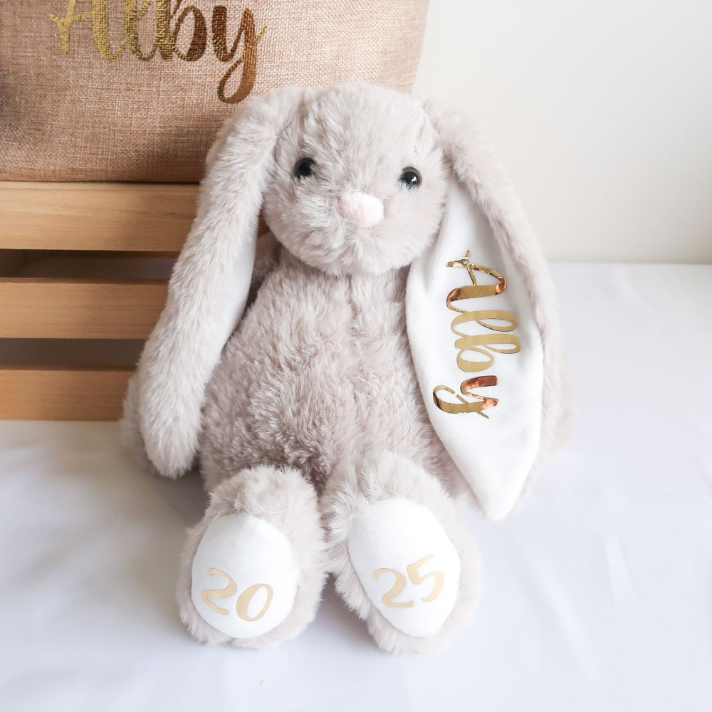 Personalised Plush Bunny - Grey – Boo Bear Gifts