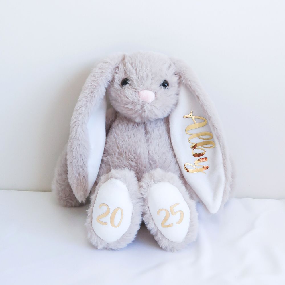 Personalised Plush Bunny - Grey – Boo Bear Gifts